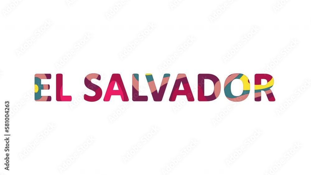 Multi-colored inscription country name EL SALVADOR with colored spots ...