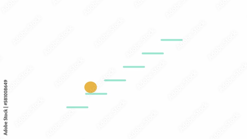 Animated climbing ladder preloader. Bouncing ball. Waiting process. 4K video footage with alpha ...