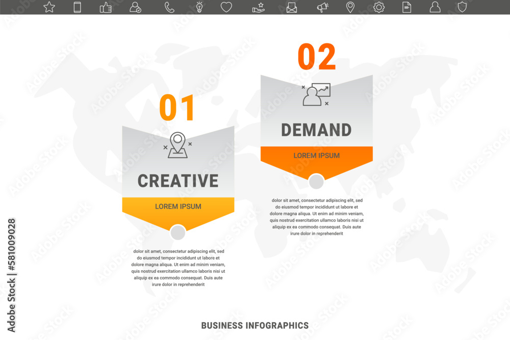 Vector infographics with 2 arrows. Business concept graphic process ...