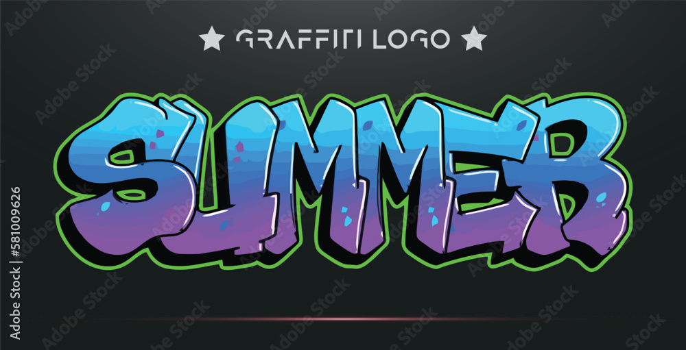 SUMMER Graffiti street art style logo and text effect with background ...