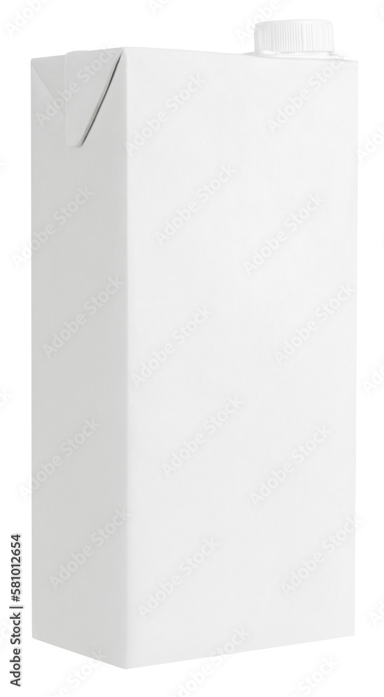 Pack shot carton package of juice with cap isolated on transparent ...