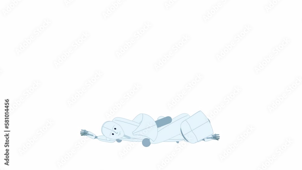 Animated robot breaking into parts. Artificial intelligence breakdown ...