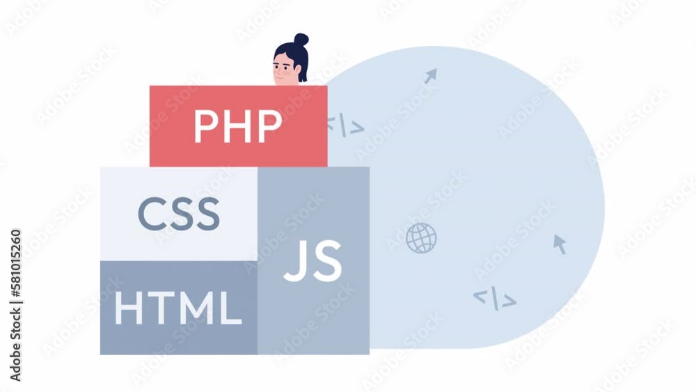 Animated coding in web development. Functional site creating ...