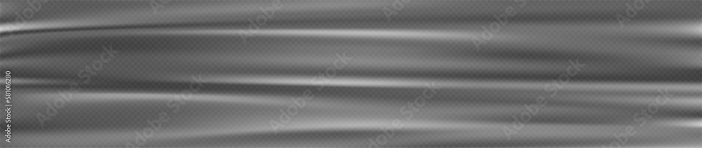 Plastic film banner, realistic stretch wrap, wrinkled polyethylene ...