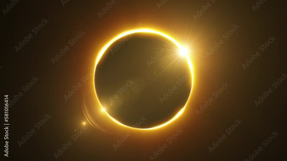 Total Solar Eclipse Looped 3d Animation. Glowing Bright Eclipse with ...