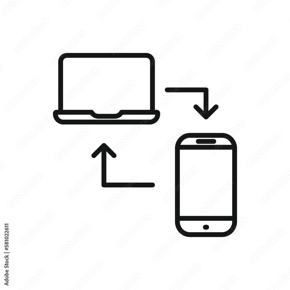 Editable Icon of Laptop Smartphone Connection, Vector illustration ...
