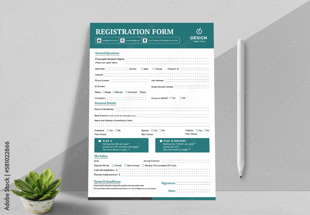 Registration Form Design Template Stock Template | Adobe Stock