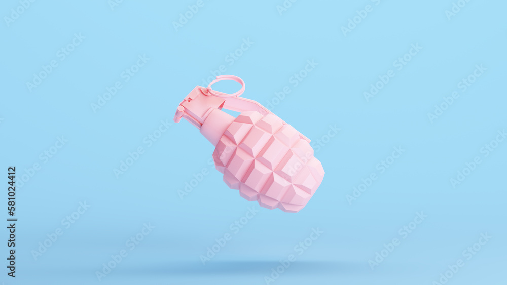 Pink Grenade Retro Weapon Shape Style Gen Z Kitsch Blue Background 3d ...