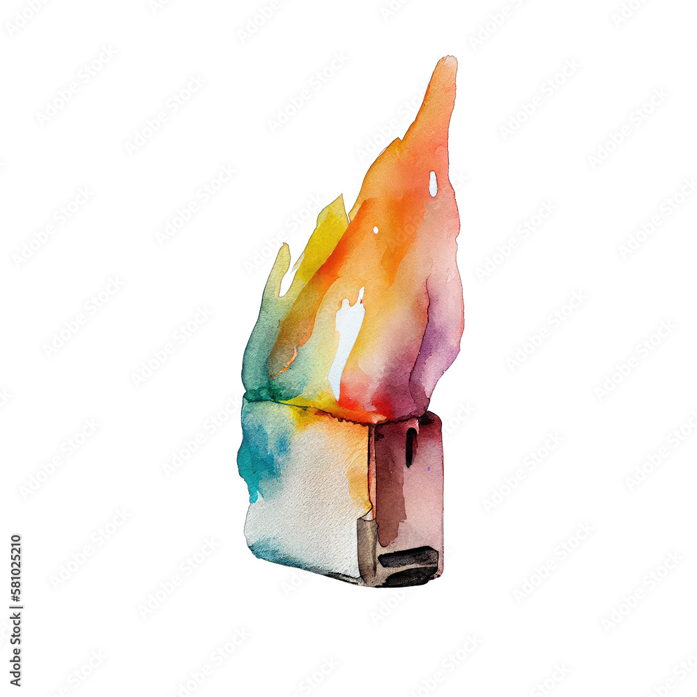 Watercolor Fire starter Clipart with Transparent background. Generative ...