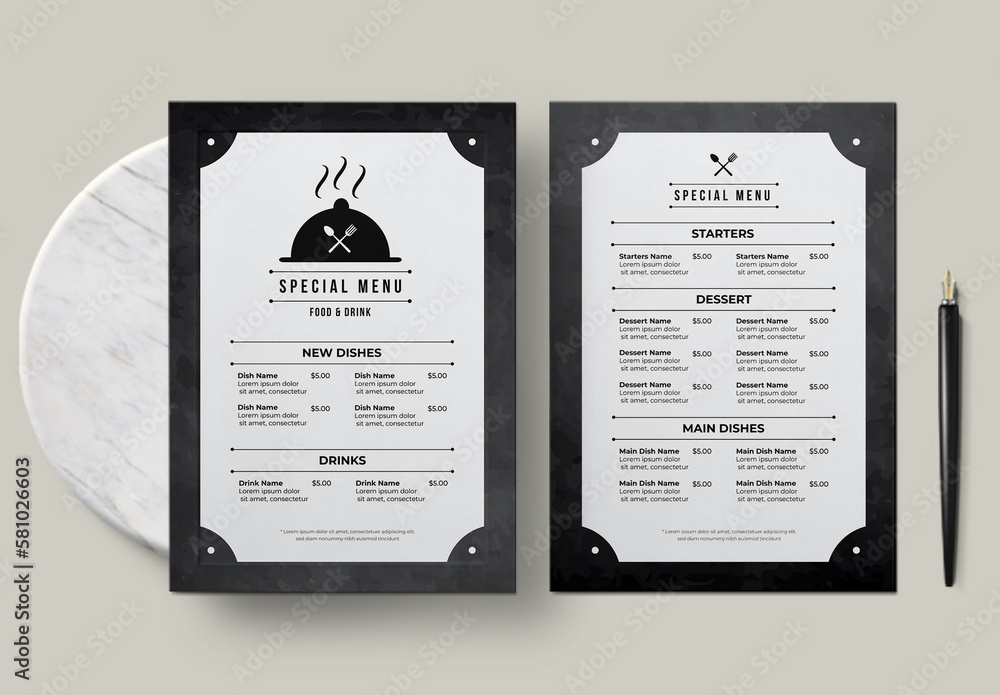 Special Food Menu Design Template Stock Template | Adobe Stock