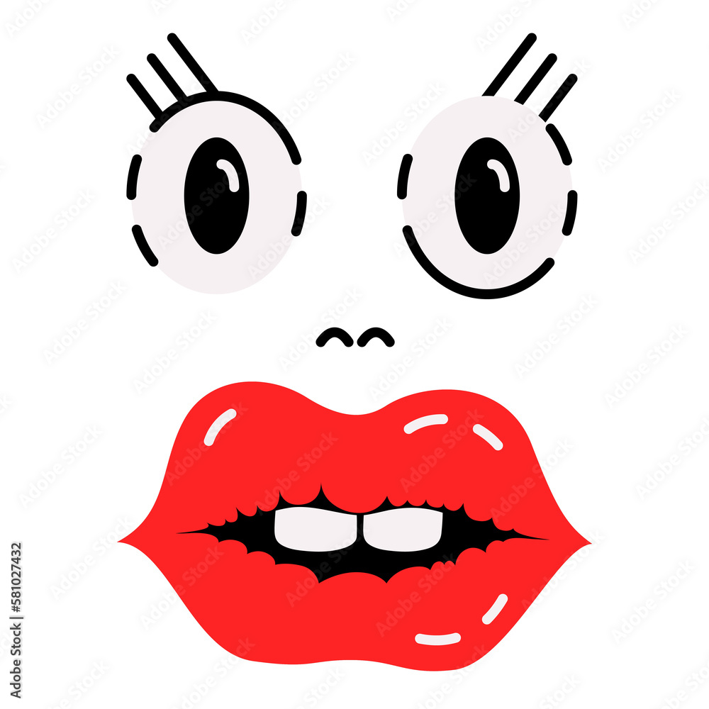 Emotional bold doodle character. Bright smiling face graphic Stock ...