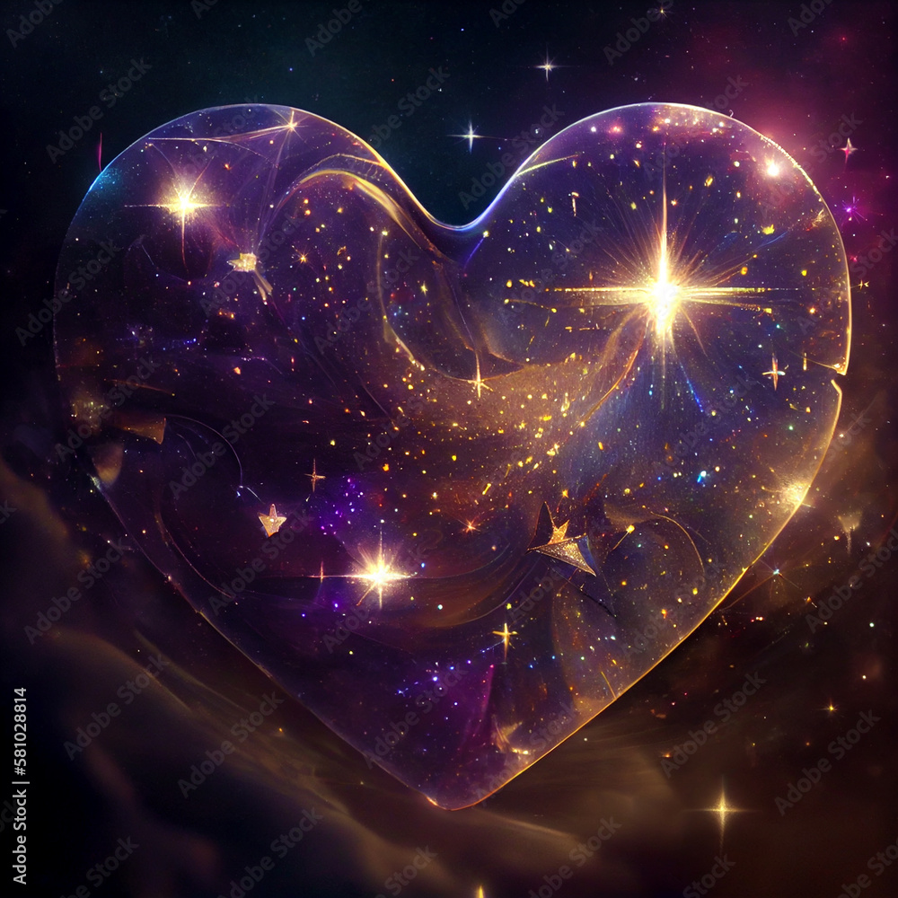 Star heart in space symbolizing love and infinity. Heart shape made of ...