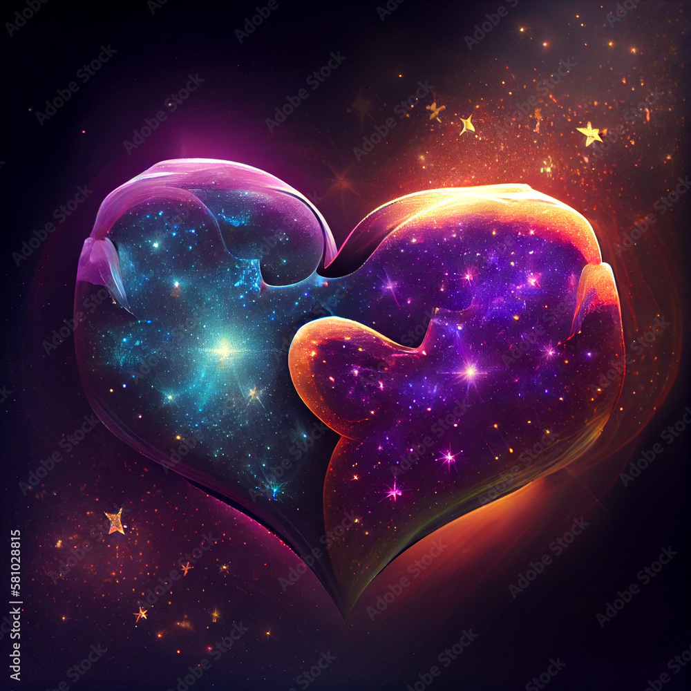 Heart made of stars and nebula in space, celestial beautiful galaxy ...
