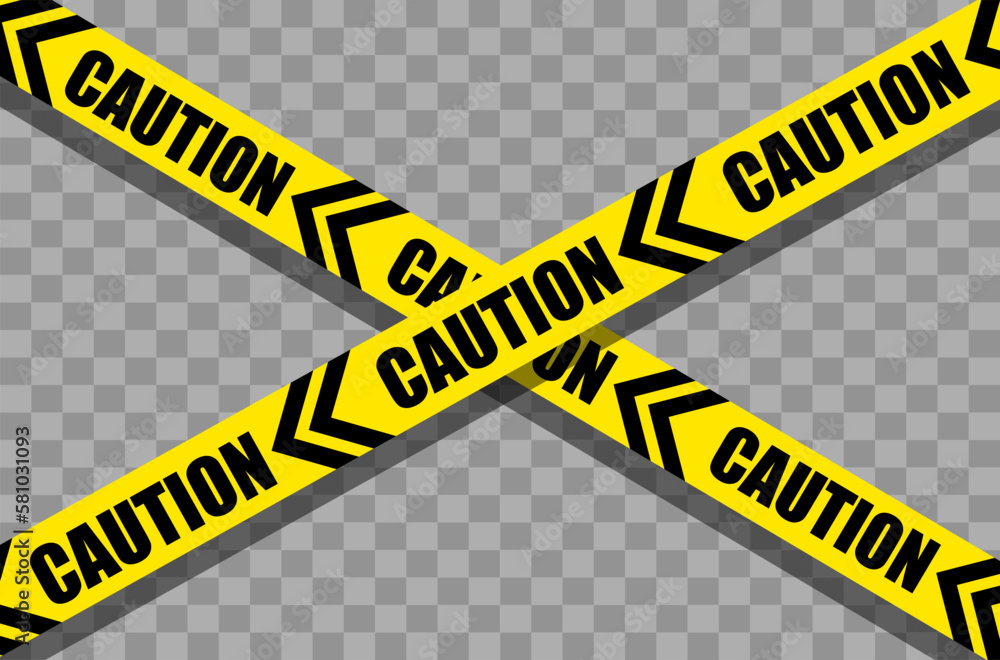 Vector illustration caution text on yellow police crime scene danger ...