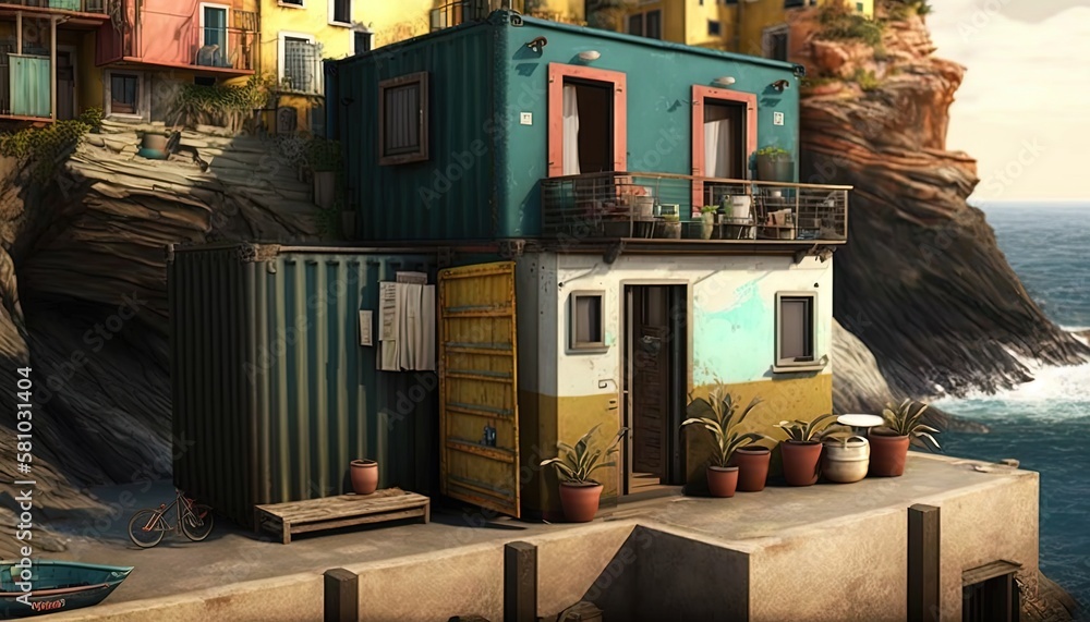 sustainability and recycle , container box remake as restaurant, office or house, modern and ...