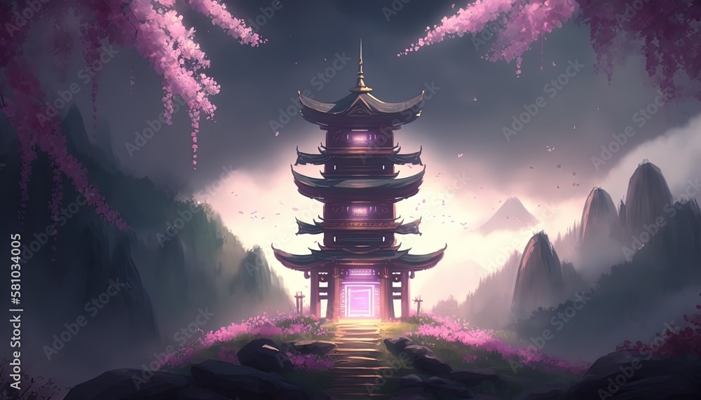 ภาพประกอบสต็อก beautiful scenery in night time of Asian ancient palace ...