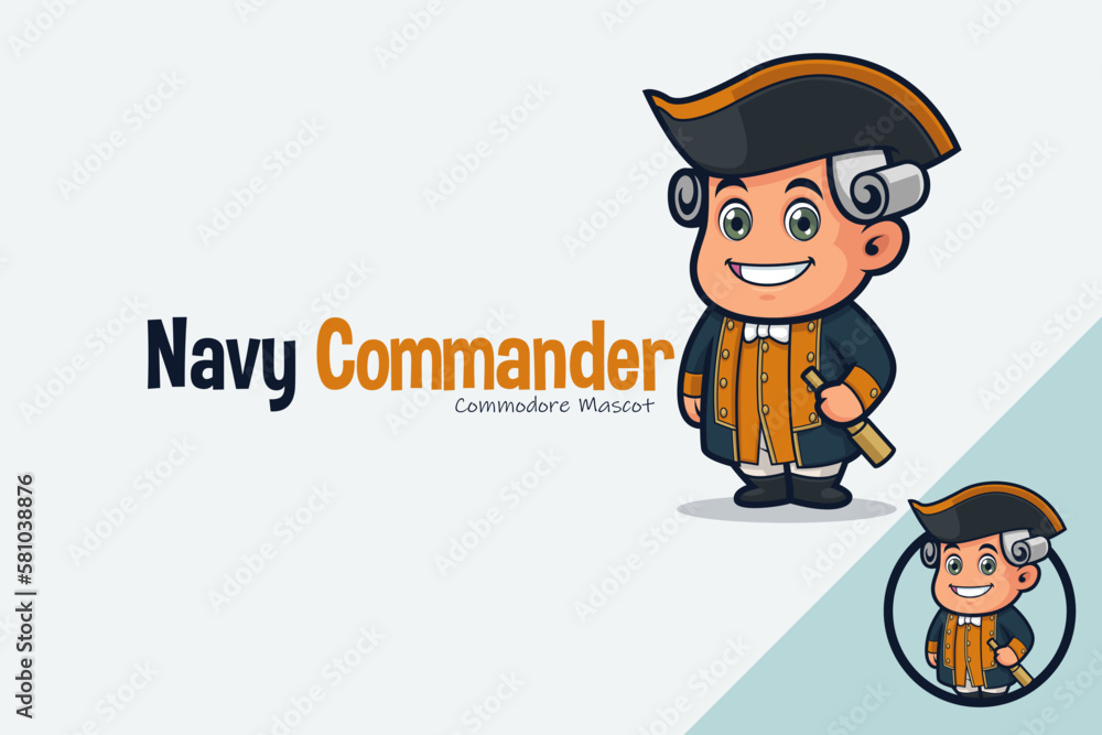 Cute Navy Commander Mascot Stock Vector | Adobe Stock