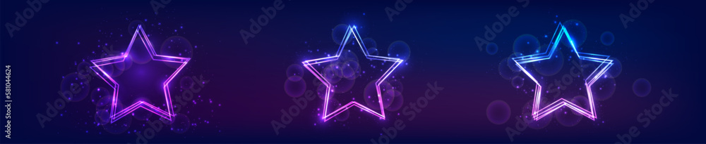 Neon frame in star form with shining effects and sparkles Stock Vector ...
