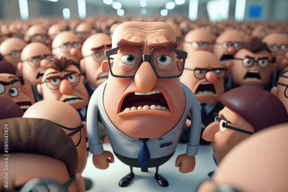 Cartoon crowd of people complaining to an employee Generative AI ...