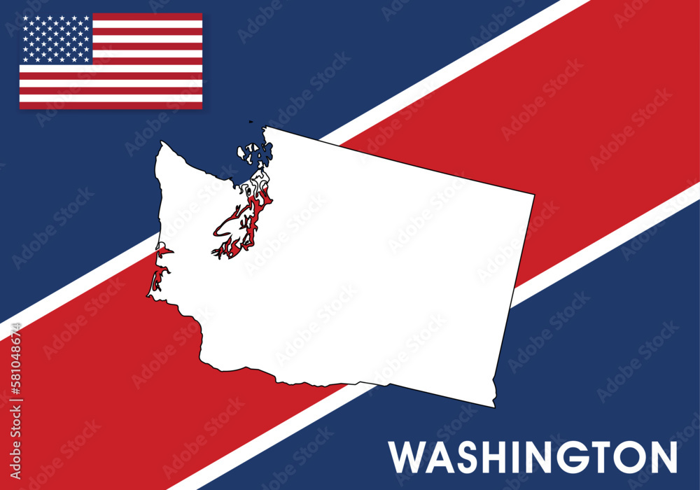 Washington - USA, United States of America Map vector template. white ...