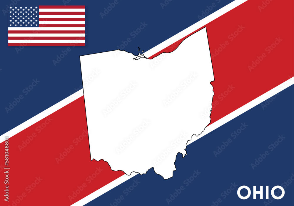 Ohio - USA, United States of America Map vector template. white color ...