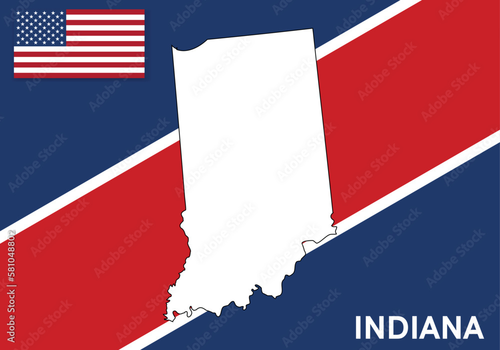 Indiana - USA, United States of America Map vector template. white ...