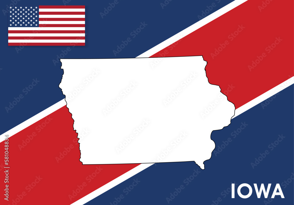 Iowa - USA, United States of America Map vector template. white color ...