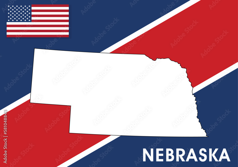 Nebraska - USA, United States of America Map vector template. white ...