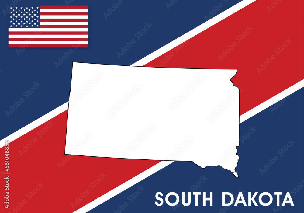South Dakota - USA, United States of America Map vector template. white ...