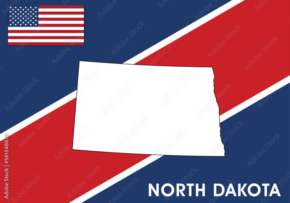 North Dakota Map - USA, United States of America Map vector template ...