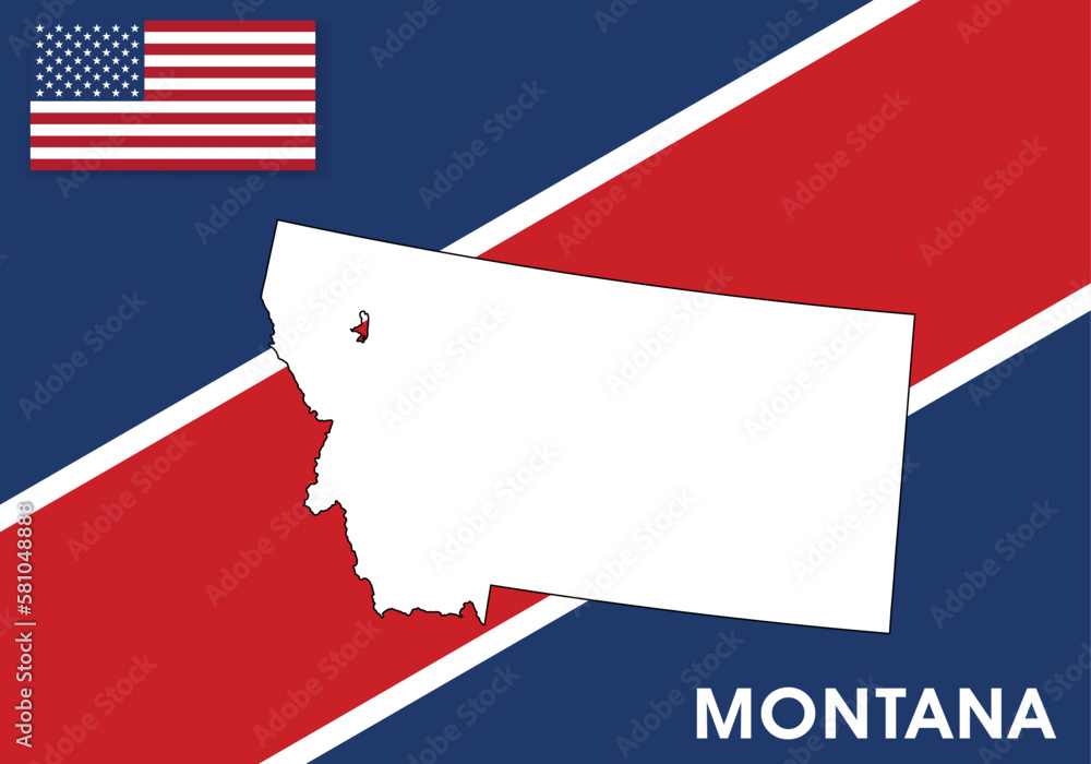 Montana - USA, United States of America Map vector template. white ...