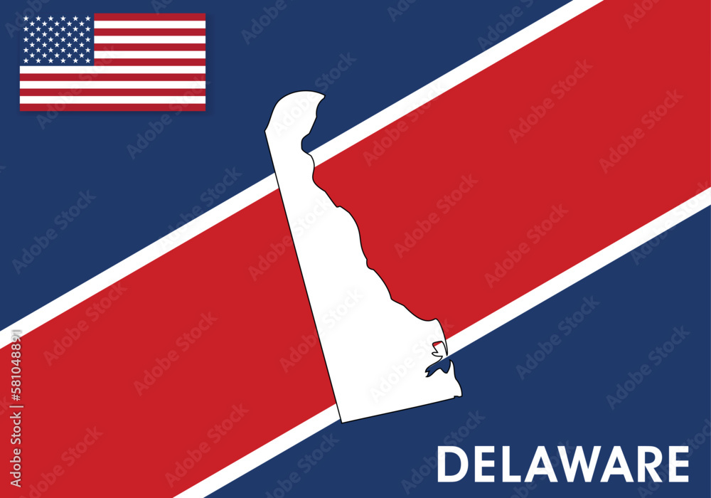 Delaware Map - USA, United States of America Map vector template. white ...