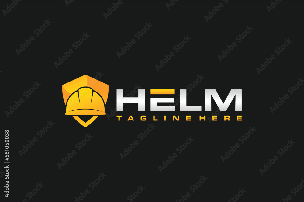 logo shield construction helmet Stock Vector | Adobe Stock