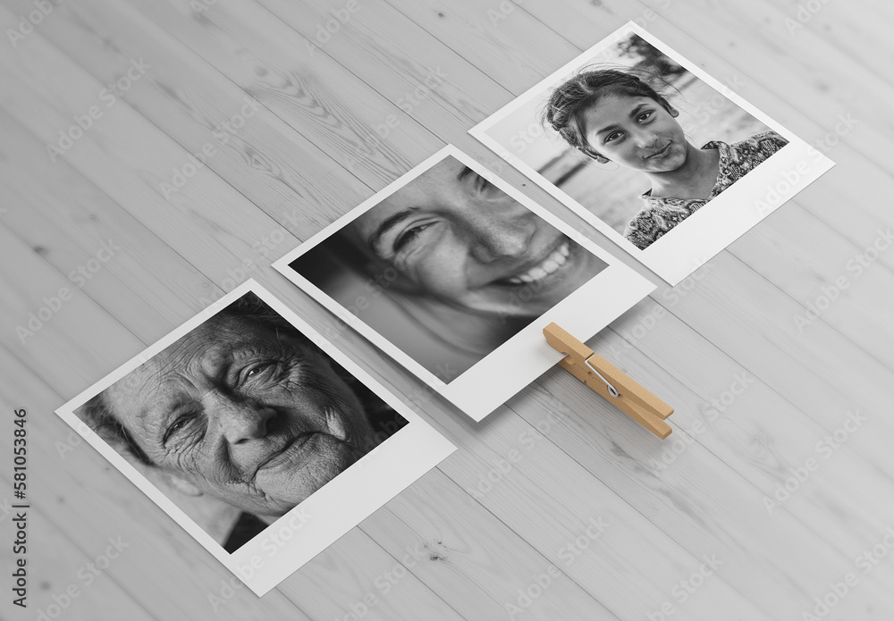 Instant Photos Mockup with Clothespin Stock Template | Adobe Stock