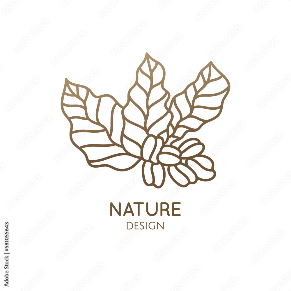 Coffee plant linear logo. Vector emblem coffee tree. Icon of coffee ...