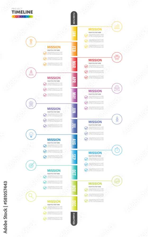 infographic Project timeline graph for 12 months modern diagram ...