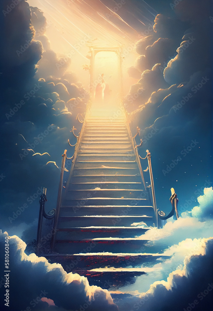 stairway to heaven, gates of heaven. Generative ai Stock Illustration ...