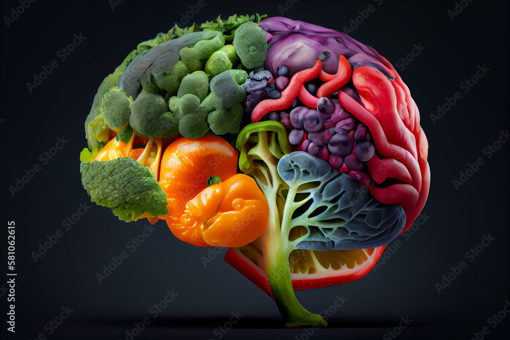 Healthy brain food to boost brainpower nutrition concept as a group of ...