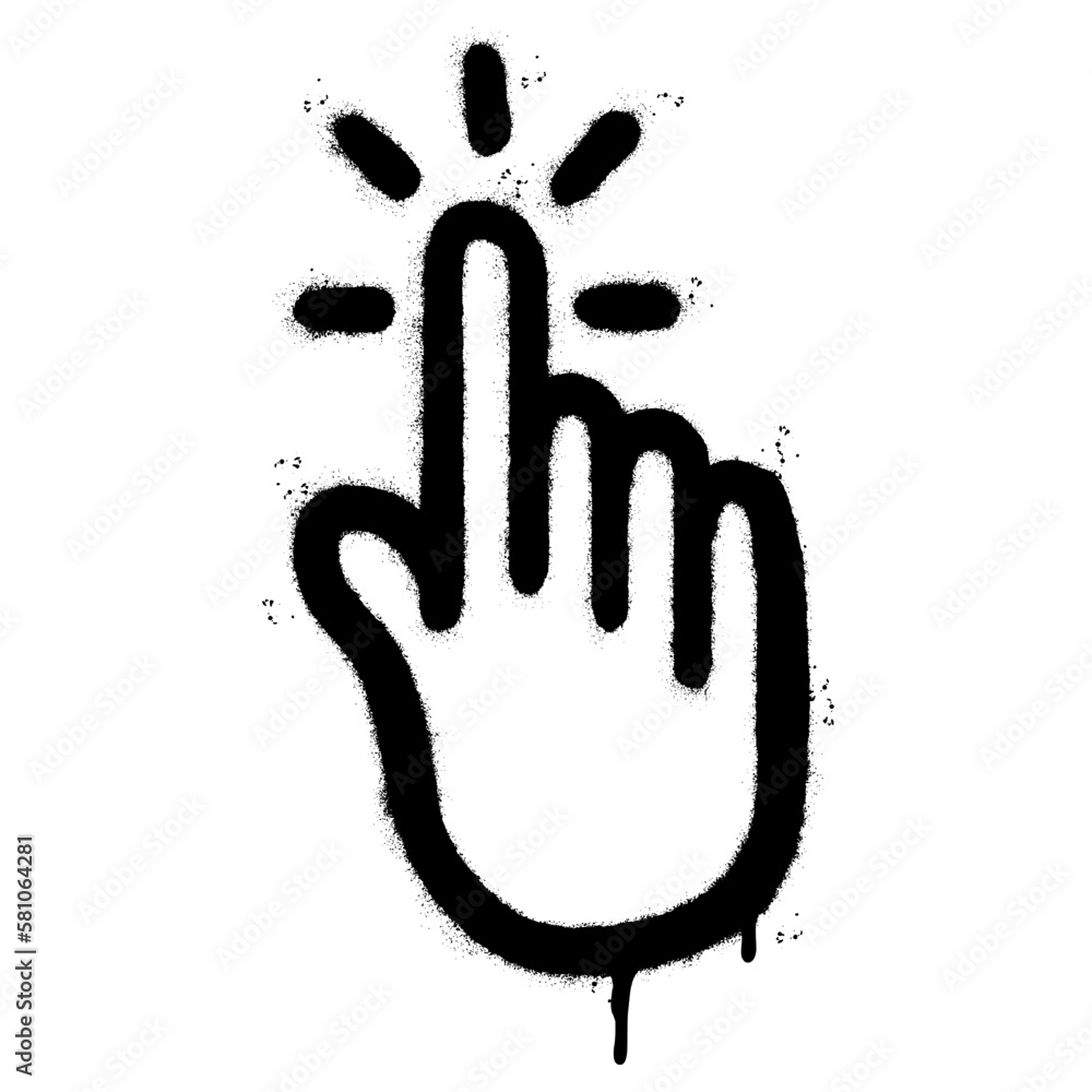 Spray Painted Graffiti Clicking finger icon Sprayed isolated with a ...
