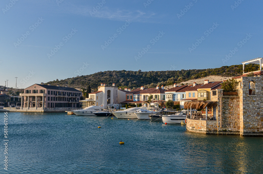residential houses and yachts in Port Alacati Marina (Cesme, Izmir ...