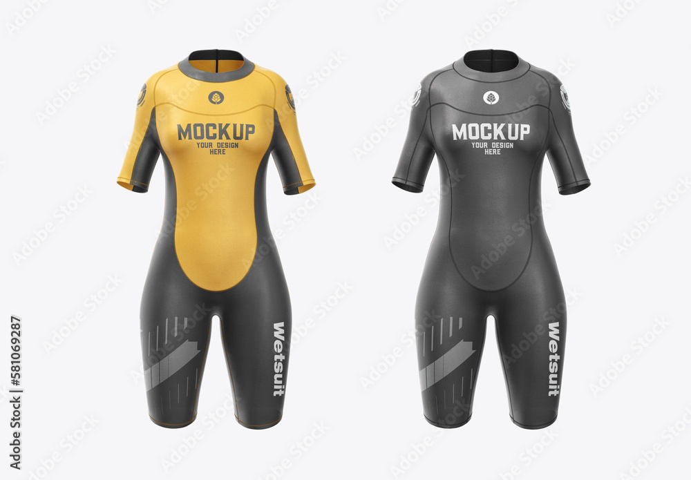 Women’s Short Wetsuit mockup Stock Template | Adobe Stock
