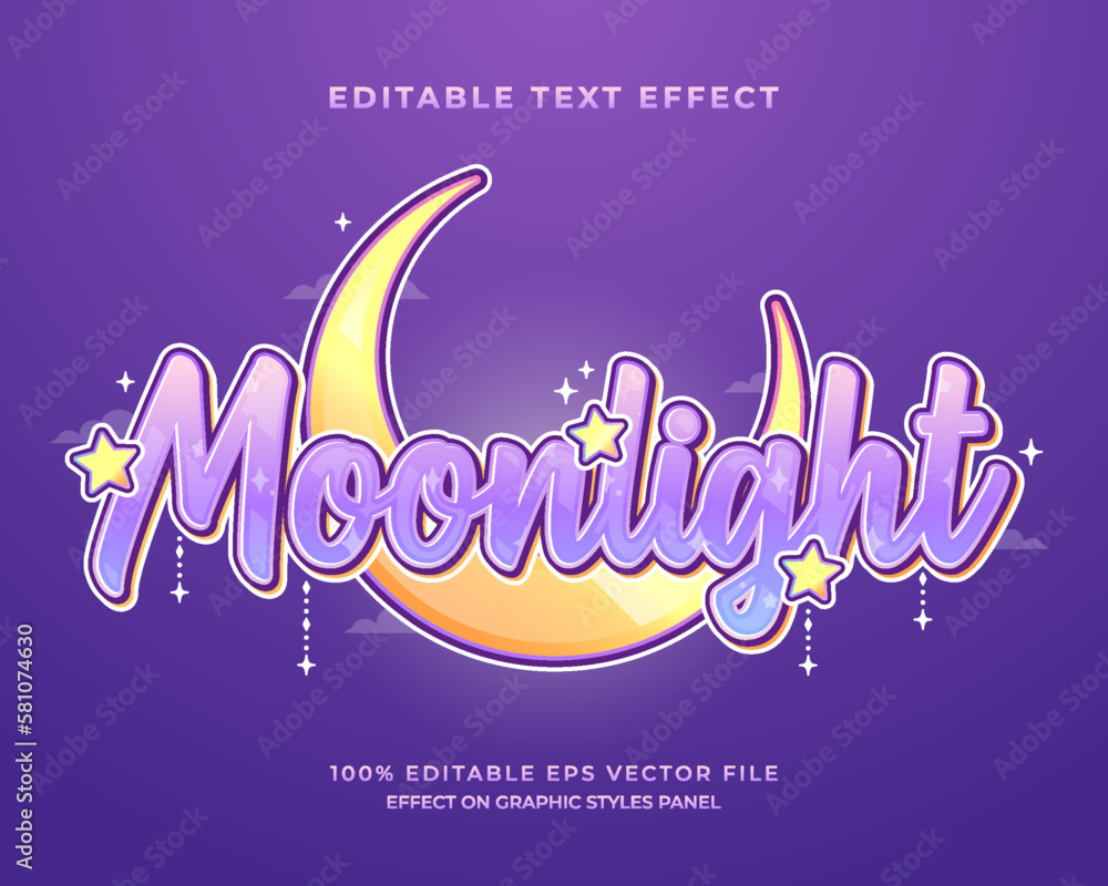 Poster decorative editable moonlight text effect vector design – Muurposter | Europosters
