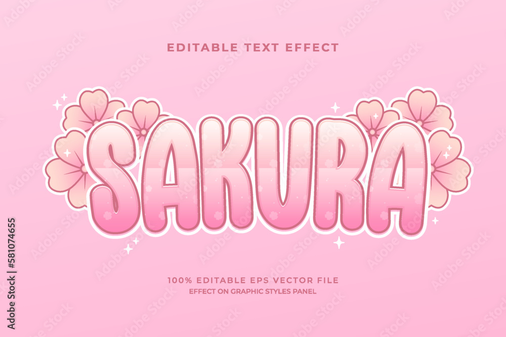 decorative editable sakura text effect vector design 素材庫向量圖 | Adobe Stock
