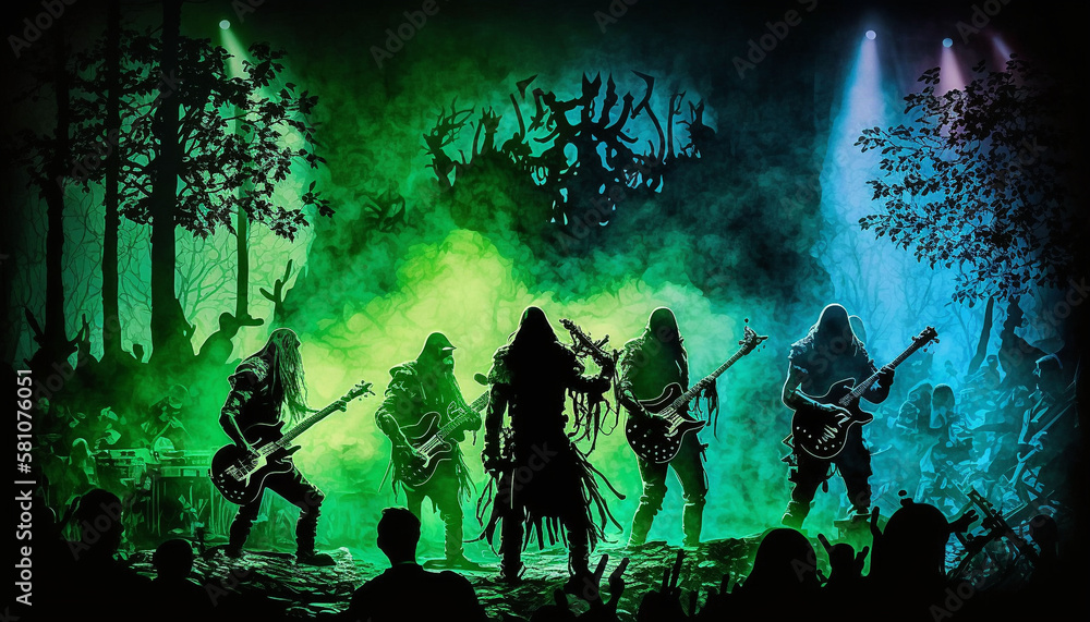 Viking Death Metal Concert in the Bioluminescent Swamp Generative ai ...