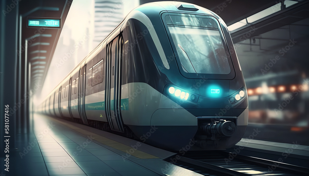 Electric metro subway passenger in modern futuristic city, Railway ...