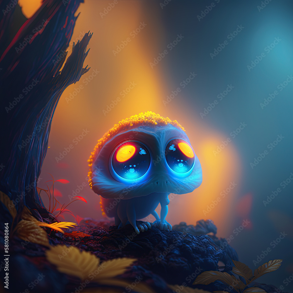 Tiny fairy creature in a magical fairy-tale forest. generative ai. Cute ...