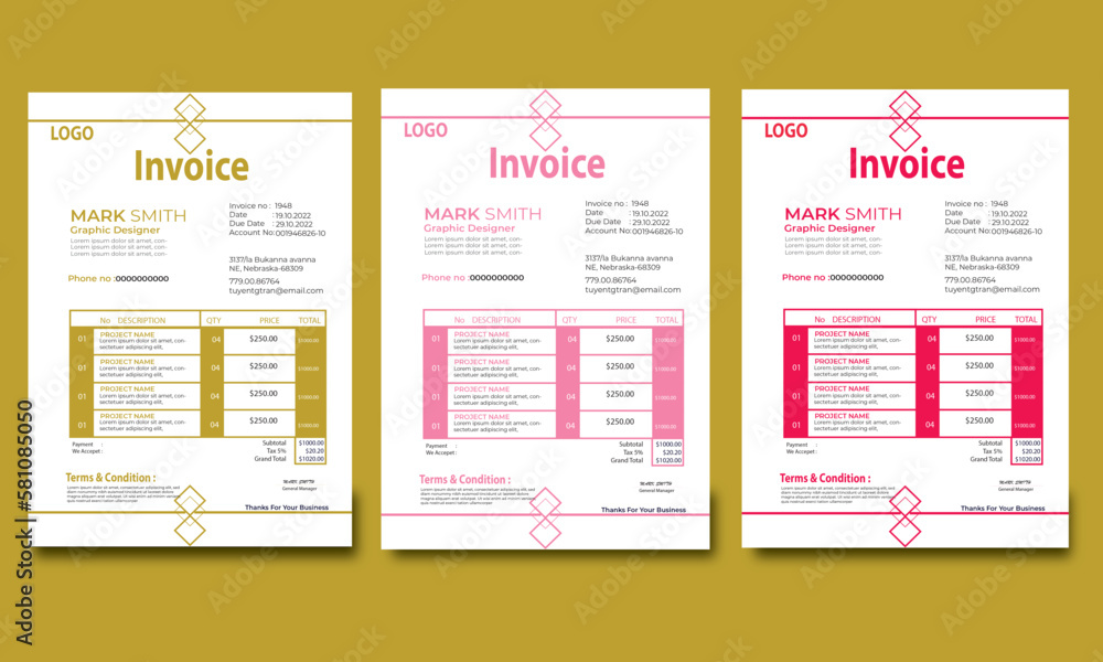 Vecteur Stock Simple Invoice Layout Modern and creative invoice layout ...