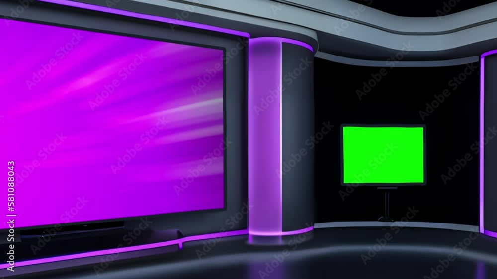 Dynamic 3D Virtual Set with Seamless Video Wall Integration Stock Video ...