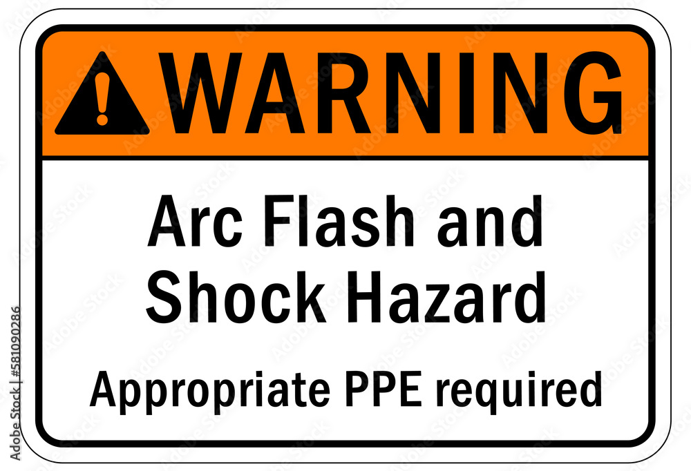 Arc flash hazard sign and labels Arc flash and shock hazard ...