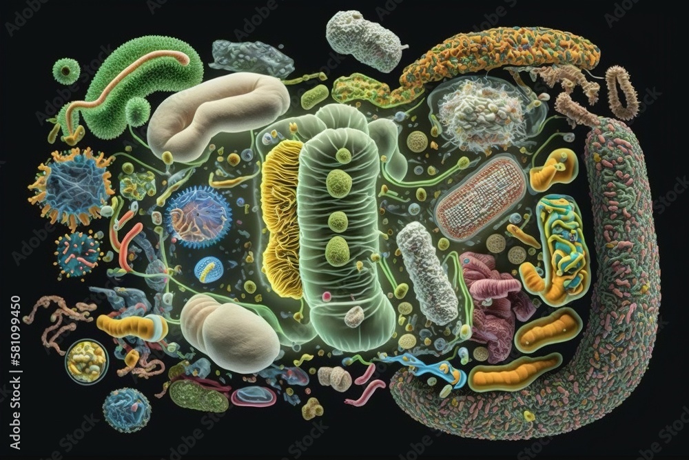 Gut microbiota, illustration. Ai generated. Stock Illustration | Adobe ...